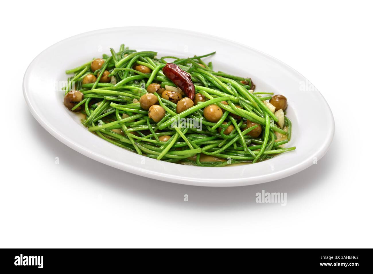 stir-fried white water snowflake stems with pickled cordia dichotoma ...