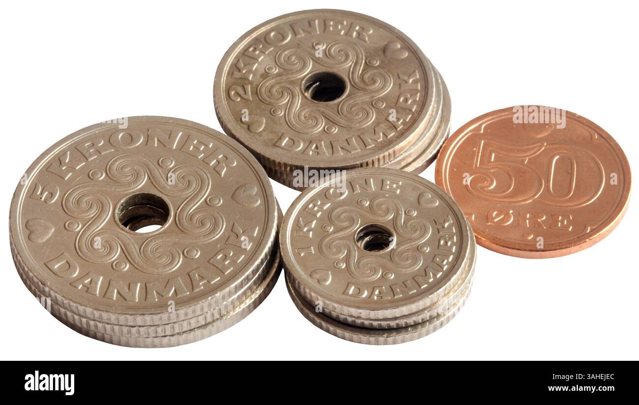 Some coins of Danish Kroner closeup and isolated Stock Photo - Alamy