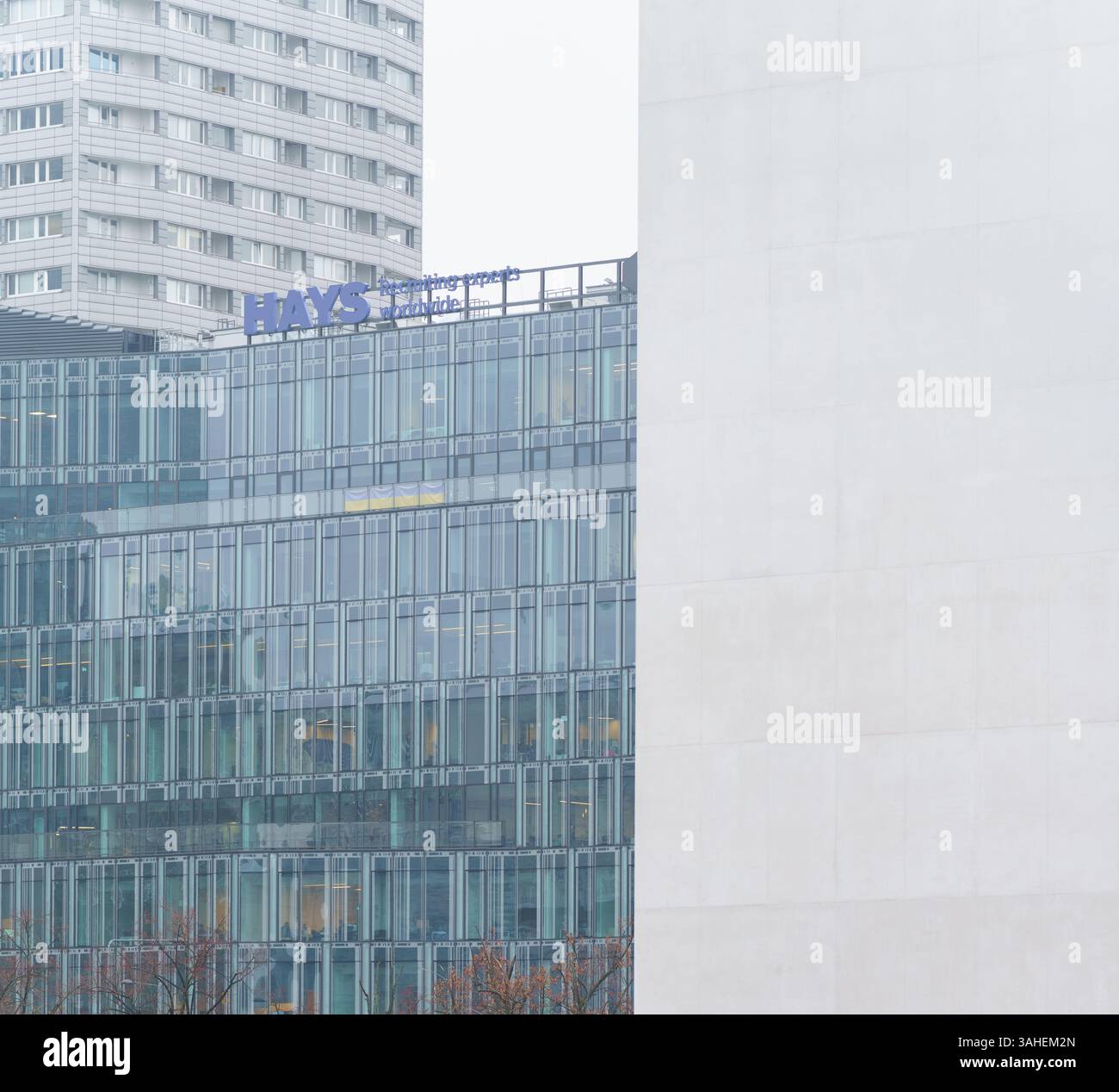 Warsaw city center. Marszalkowska architectural street layers. Concrete ...