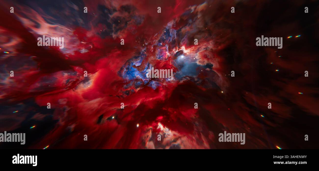 Epic Red and Blue Cosmic Nebula Background in Deep Space Stock Photo ...