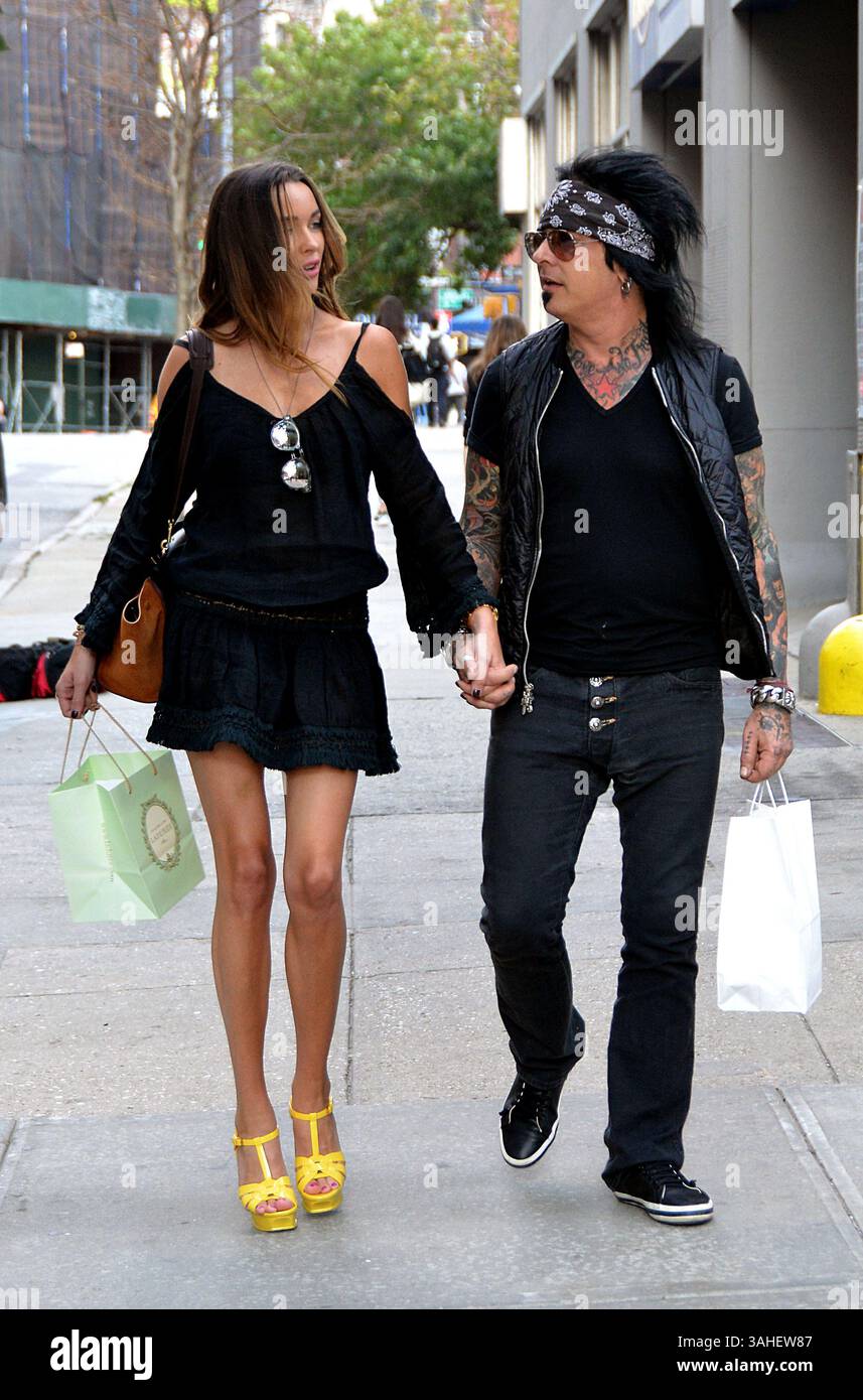 Nikki Sixx and his wife Courtney Bingham out and about in Soho, New ...