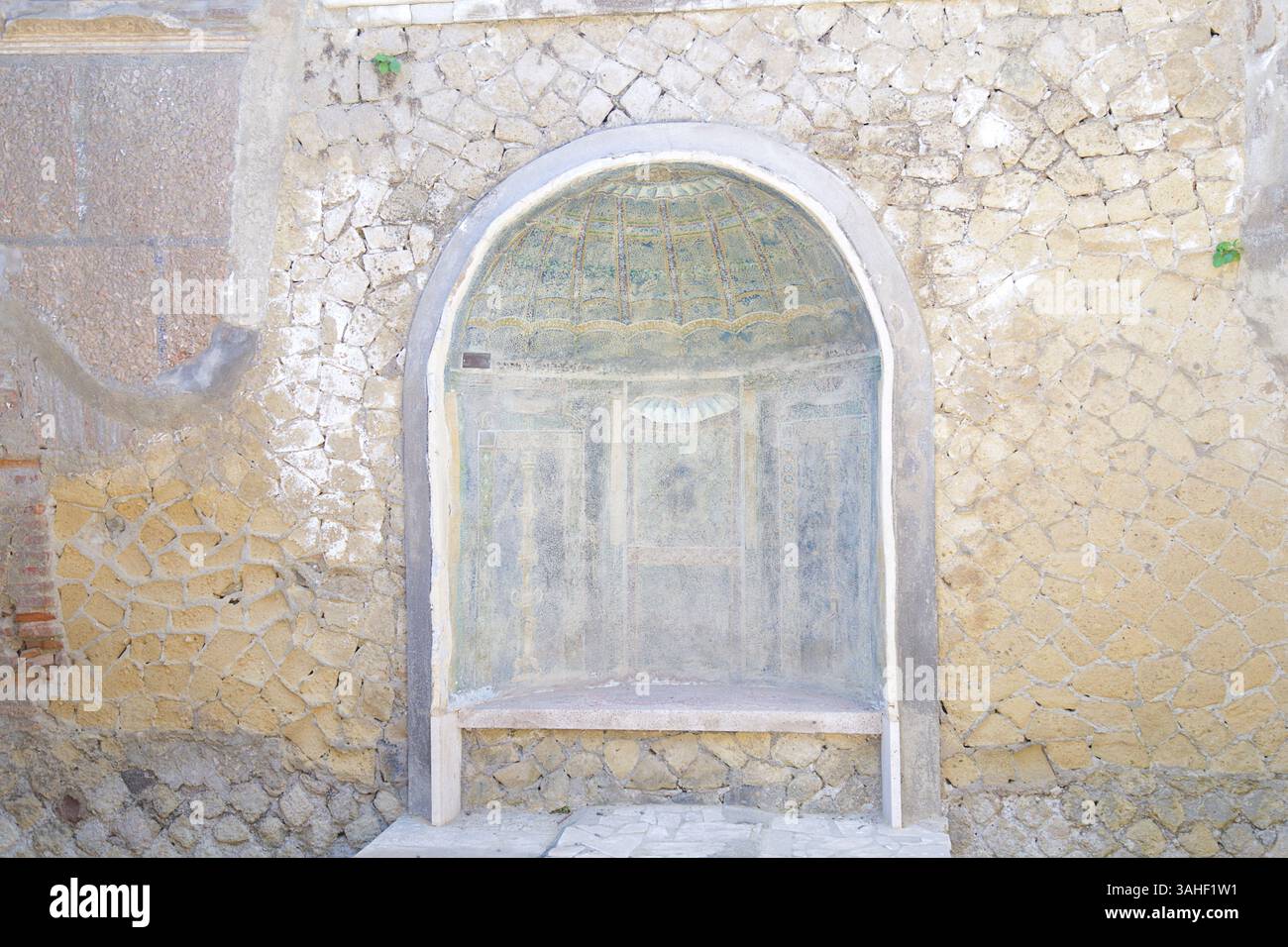 Closeup of the well preserved lararium in Herculaneum, Italy, Europe ...