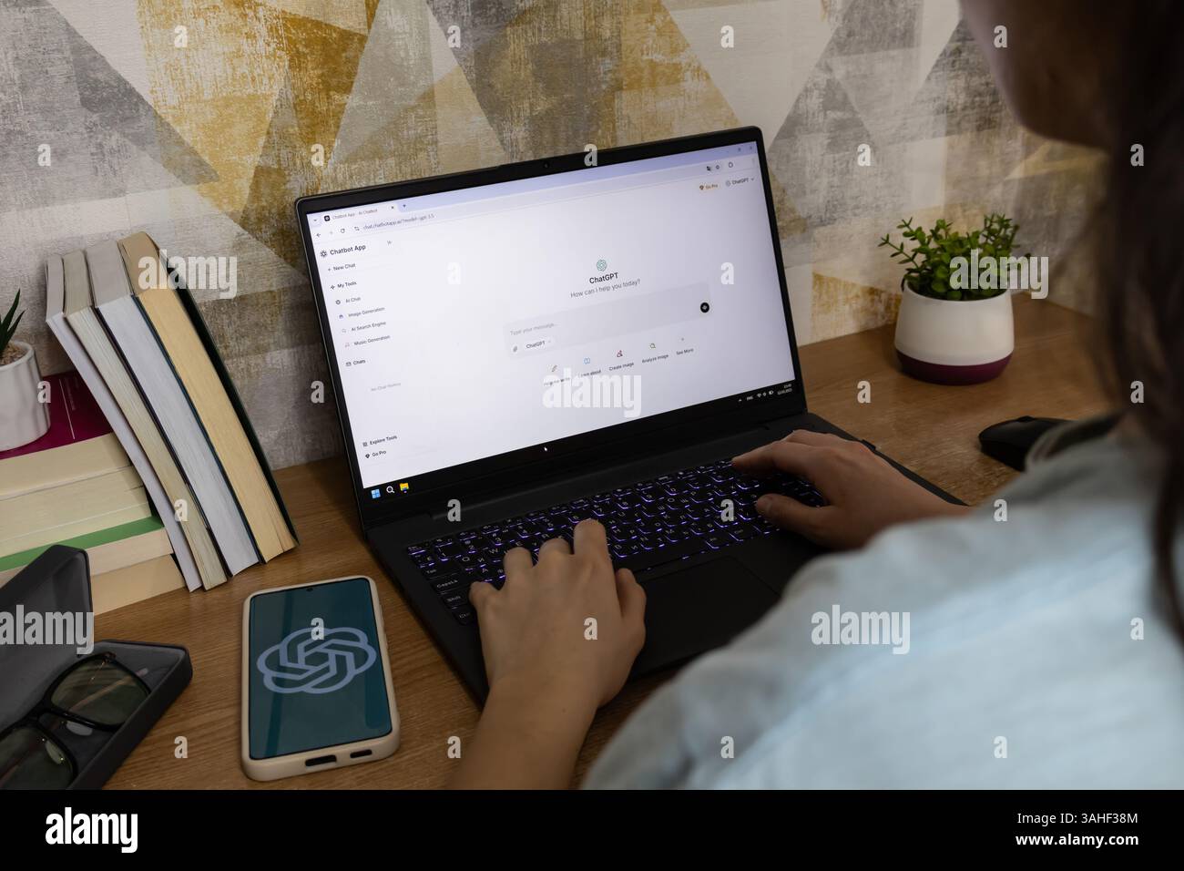 Chat GPT helping generate ideas and create content on screen with AI ...