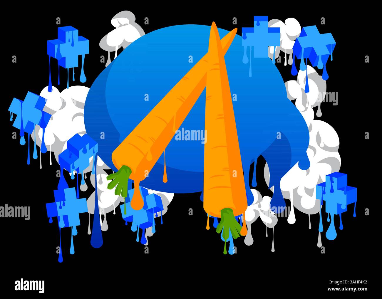 Carrot graffiti. Abstract modern street art decoration performed in ...