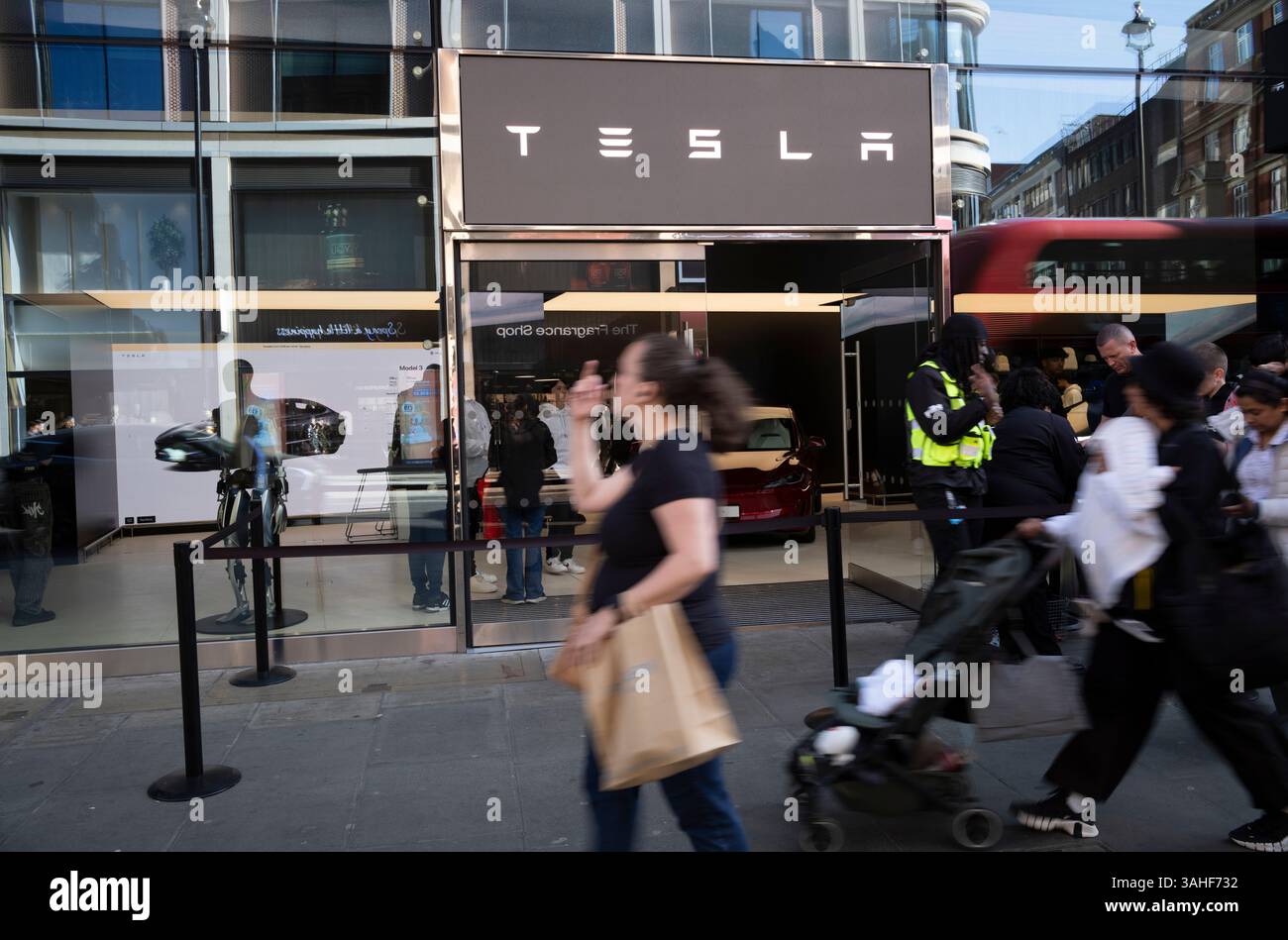 TESLA pop-up store, situated on Oxford Street, in the heart of London's ...