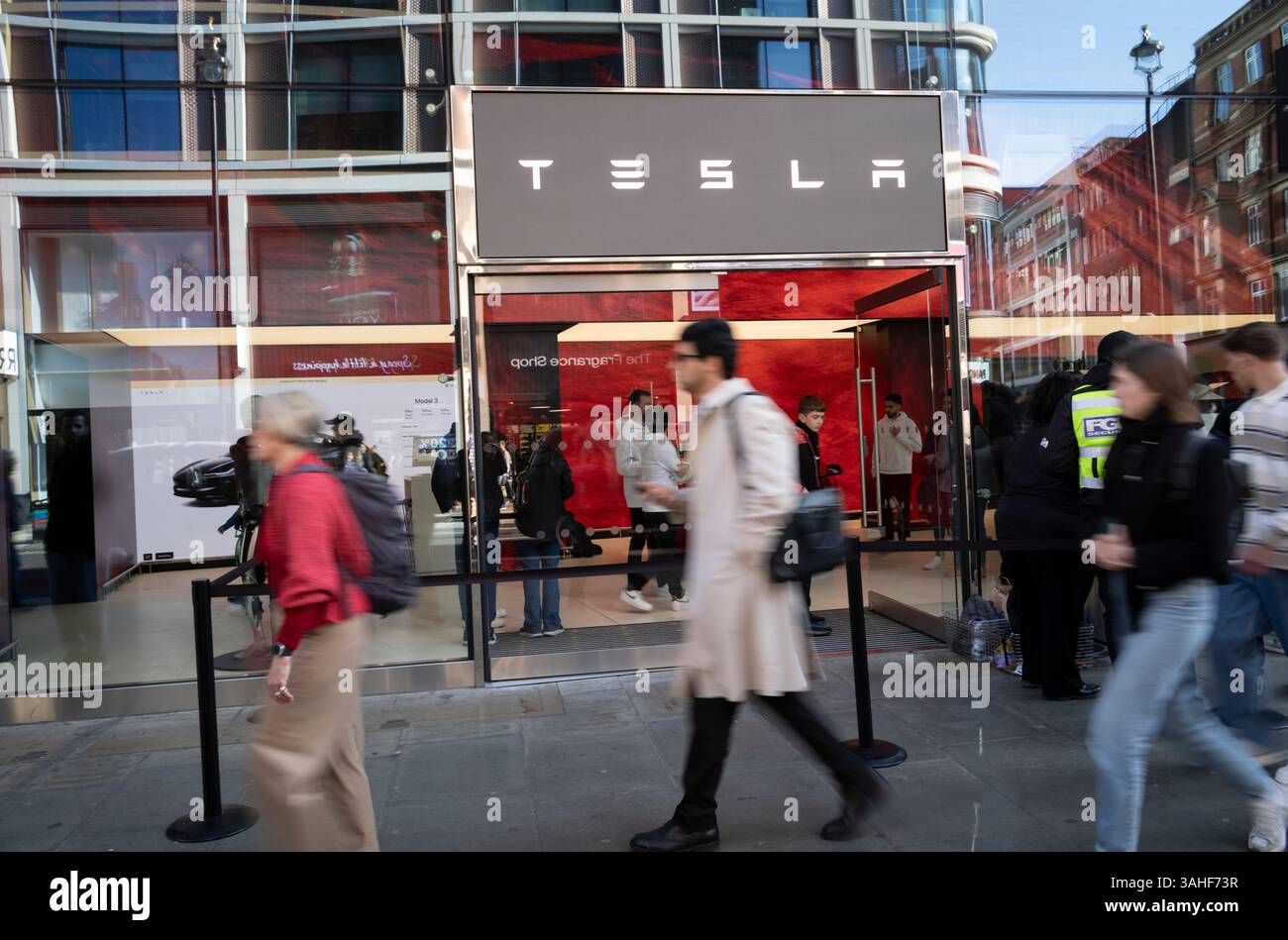 TESLA pop-up store, situated on Oxford Street, in the heart of London's ...