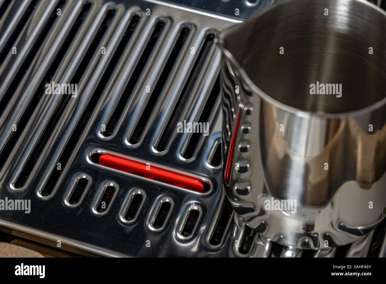 Coffee maker, espresso machine, close-up of the cup and coffee brewing ...