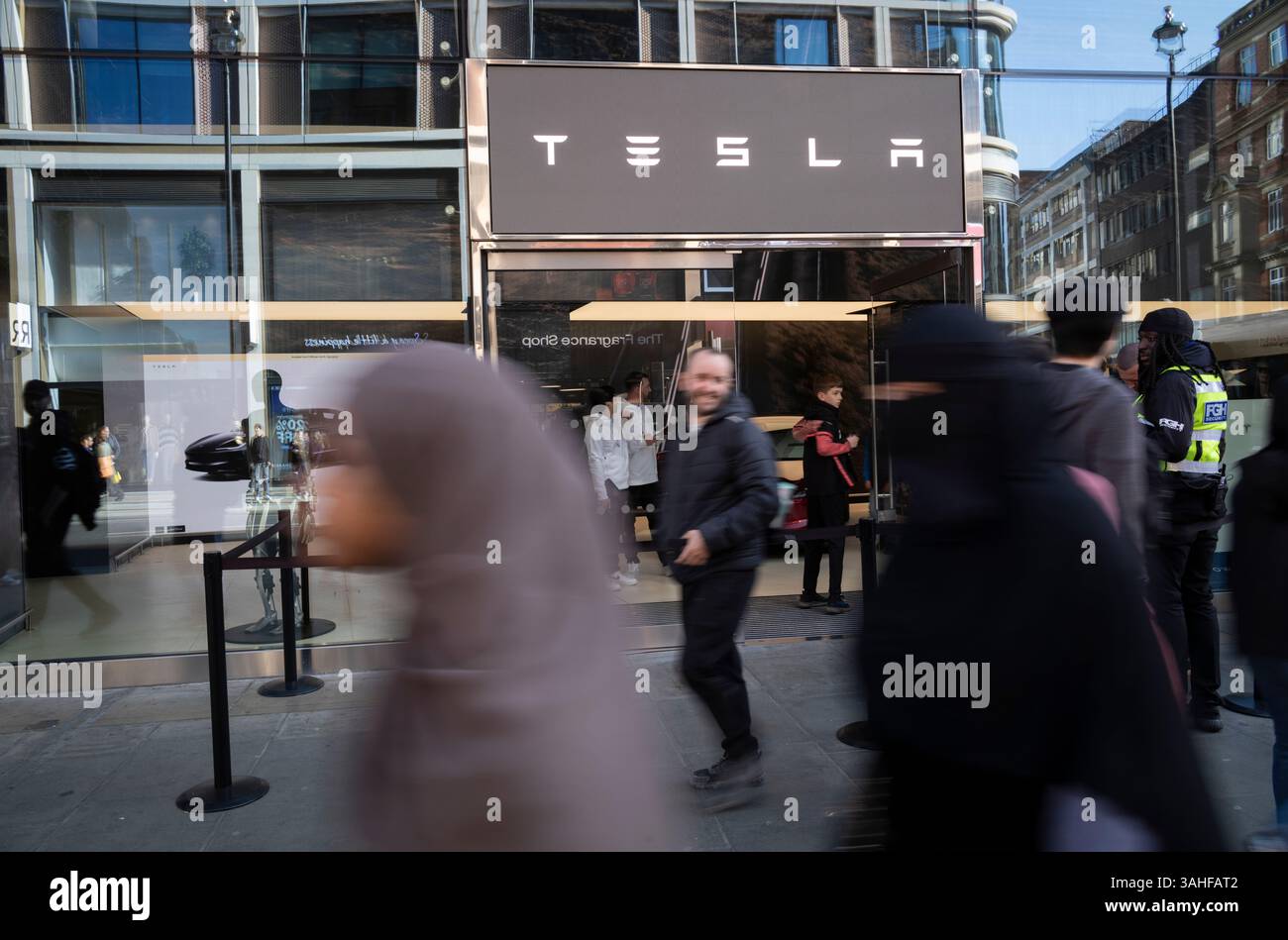 TESLA pop-up store, situated on Oxford Street, in the heart of London's ...