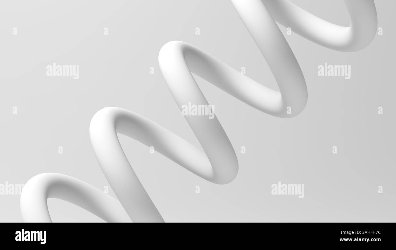 White abstract coil spring. Helix. Spiral. 3d illustration Stock Photo ...