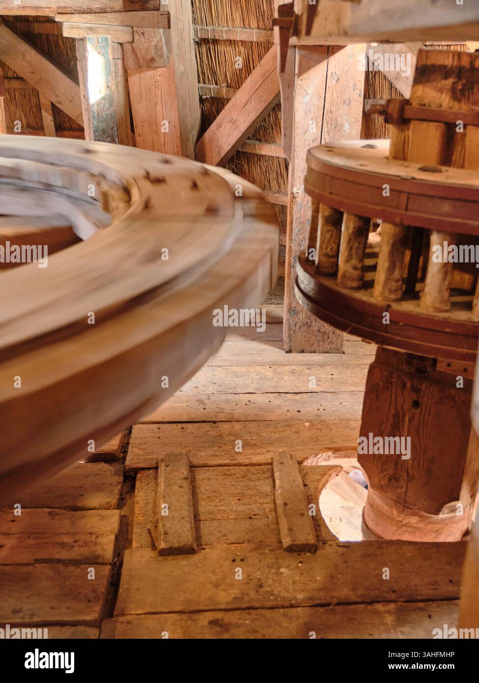 March 10, 2025 - Spijk, Netherlands: Rotating gear wheel and stationary ...