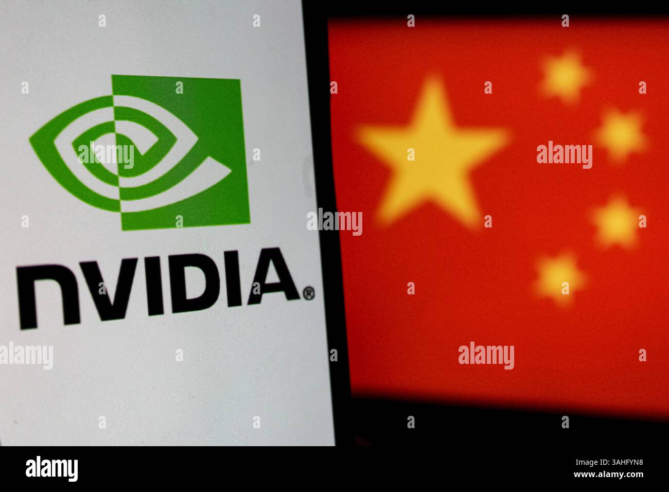 Indonesia. 26th Mar, 2025. In this photo illustration the Nvidia logo ...
