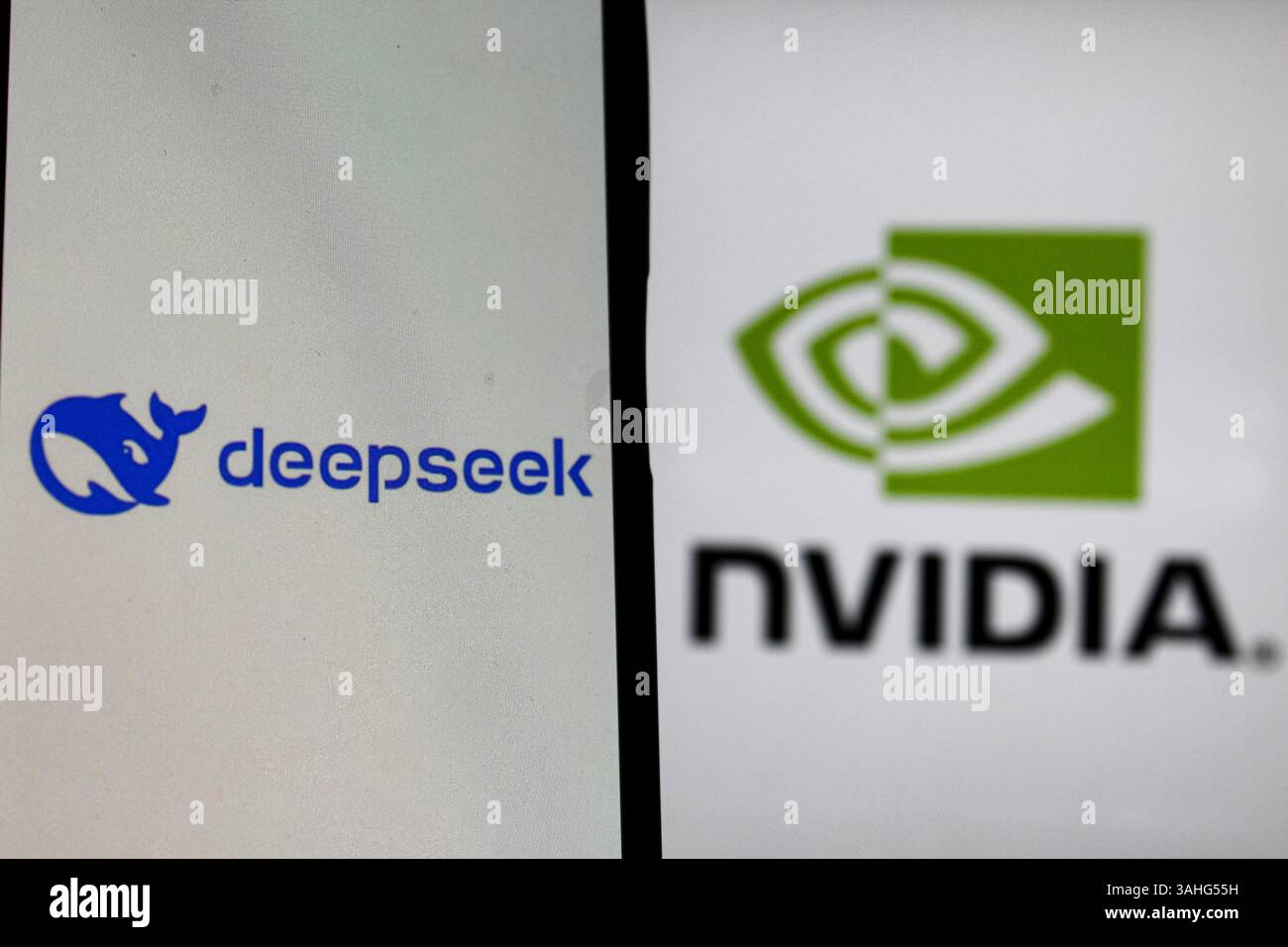In this photo illustration the DeepSeek logo is shown on mobilephone ...