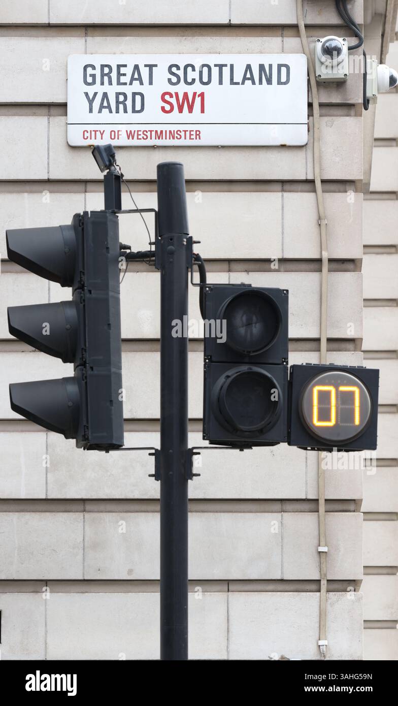 Street sign for Great Scotland Yard, City of Westminster, London SW1 ...