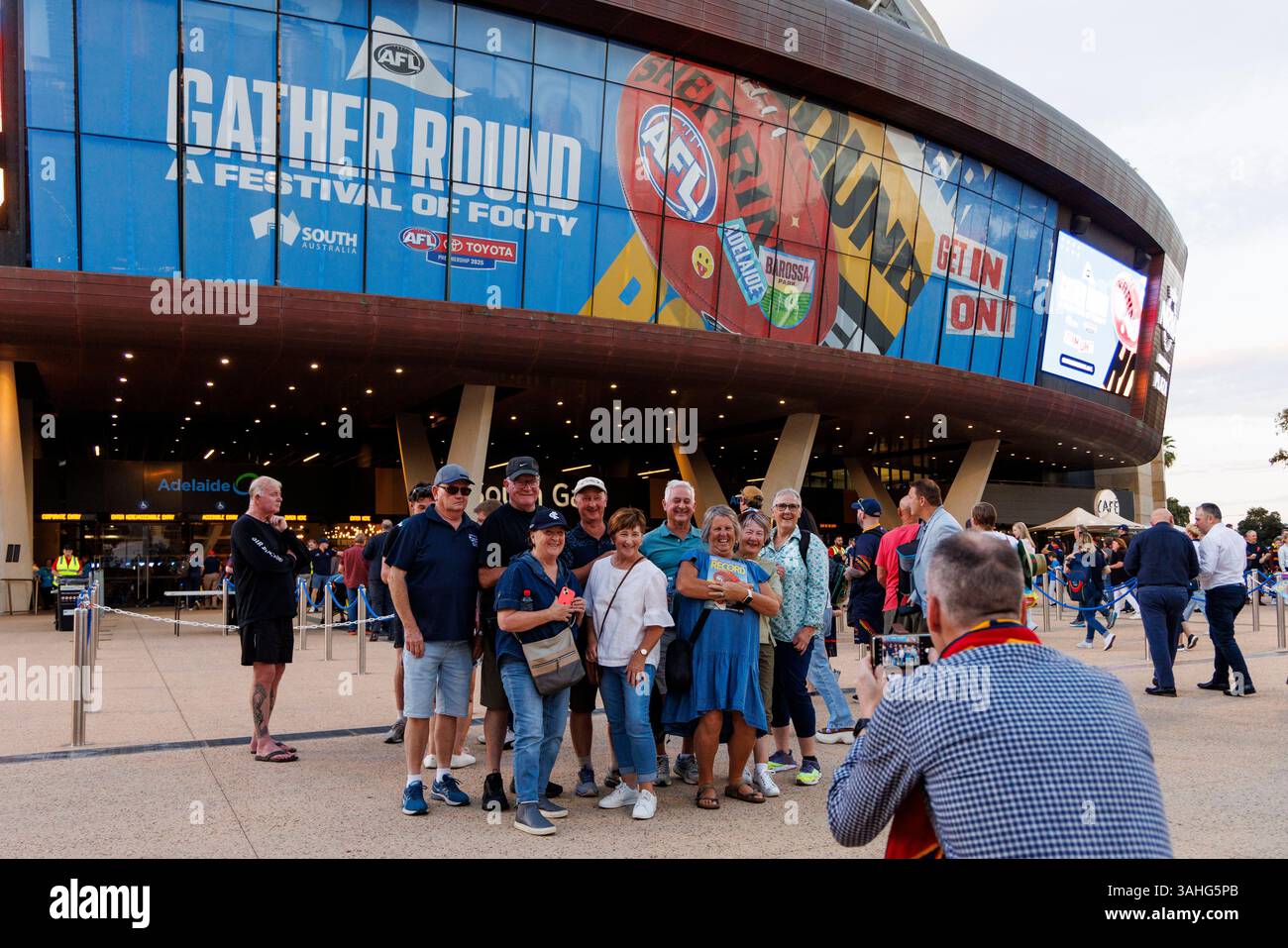 Adelaide, Australia. 10th Apr, 2025. Pre-match crowds during the AFL ...