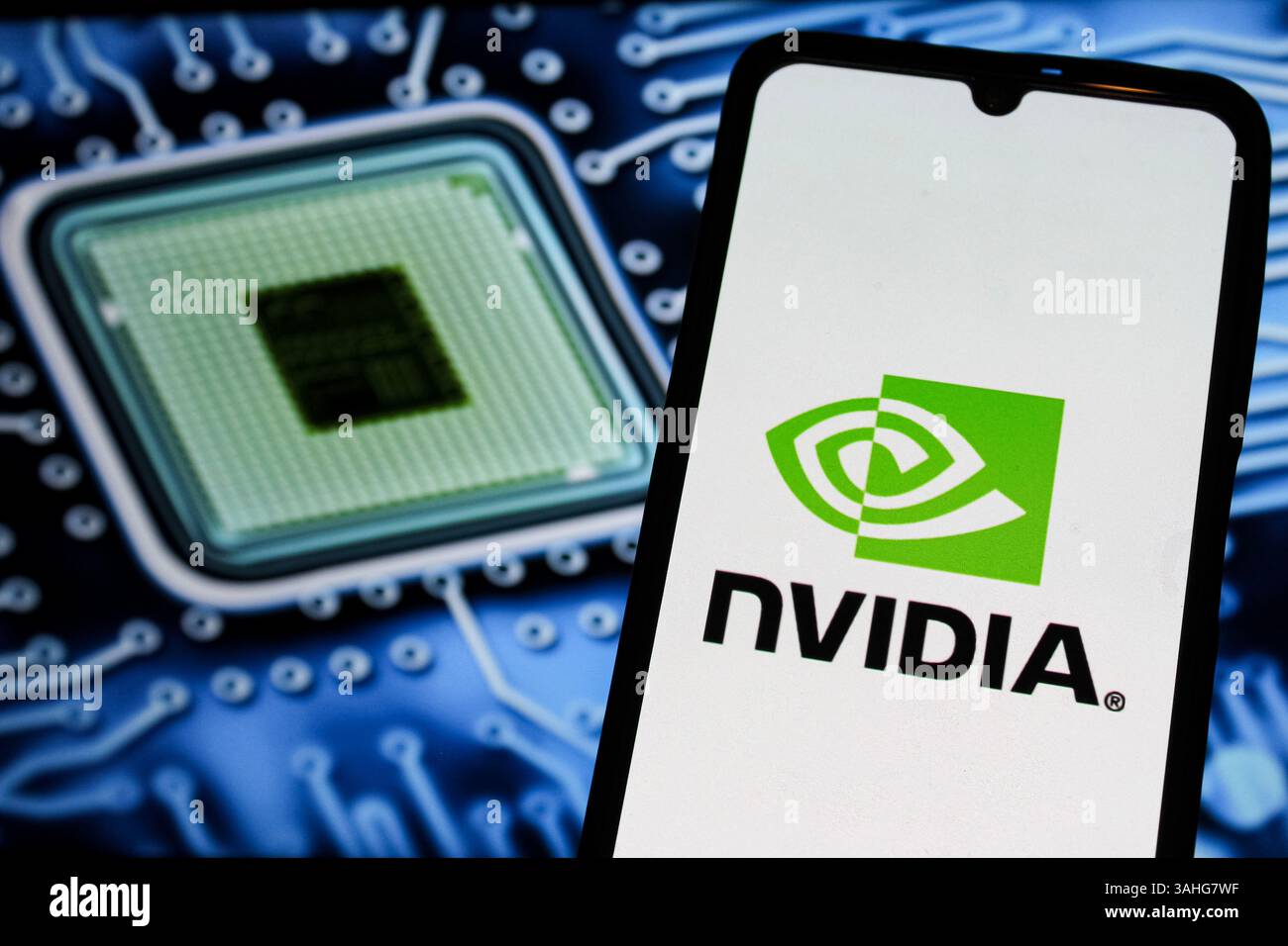 Indonesia. 26th Mar, 2025. In this photo illustration the Nvidia logo ...