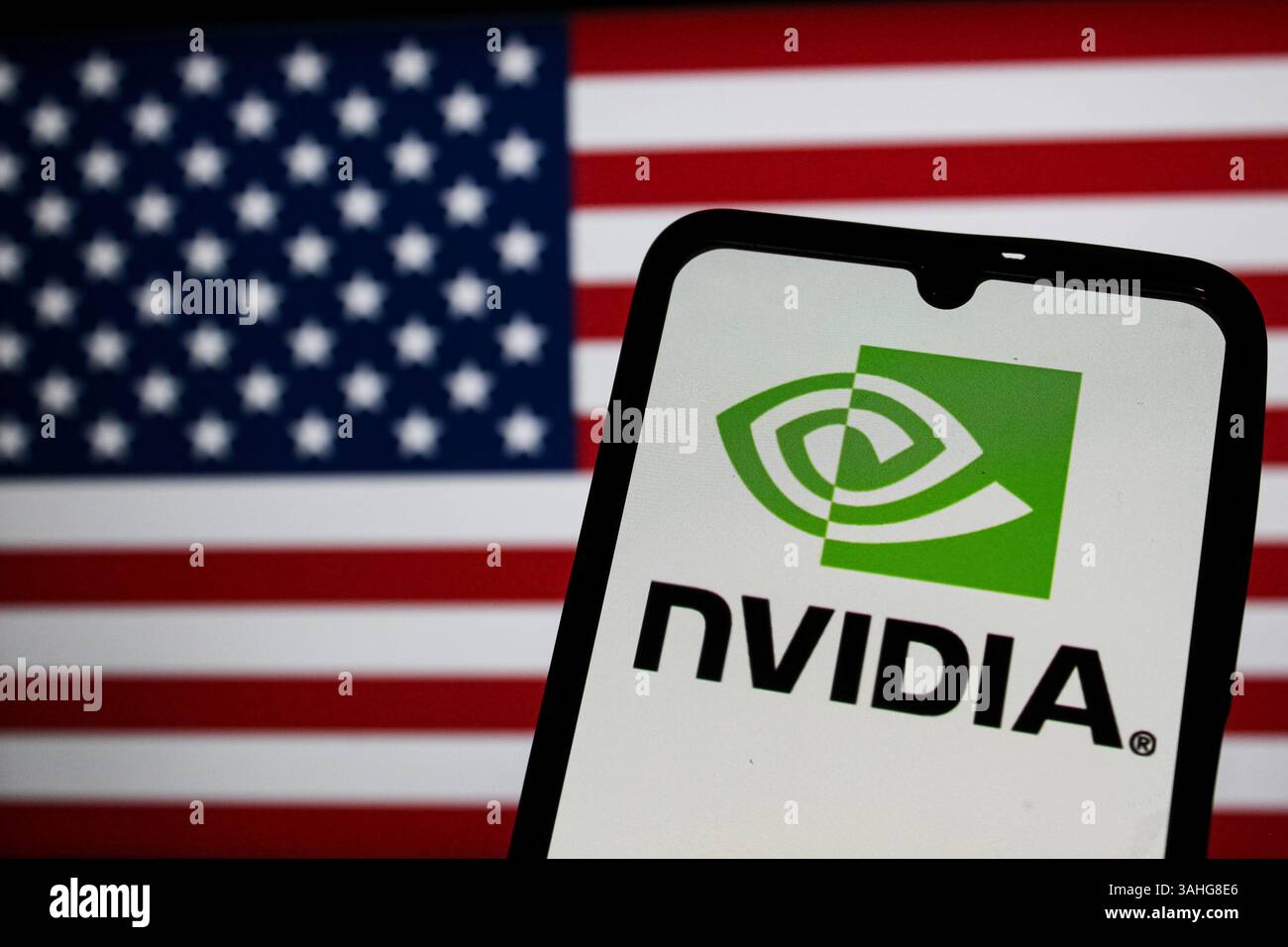 Indonesia. 26th Mar, 2025. In this photo illustration the Nvidia logo ...
