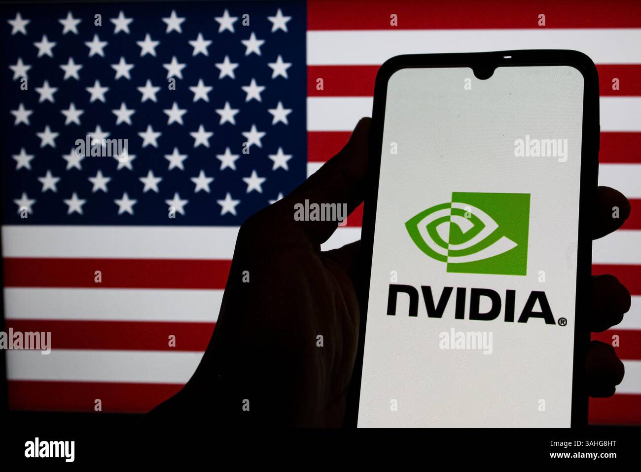 Indonesia. 26th Mar, 2025. In this photo illustration the Nvidia logo ...
