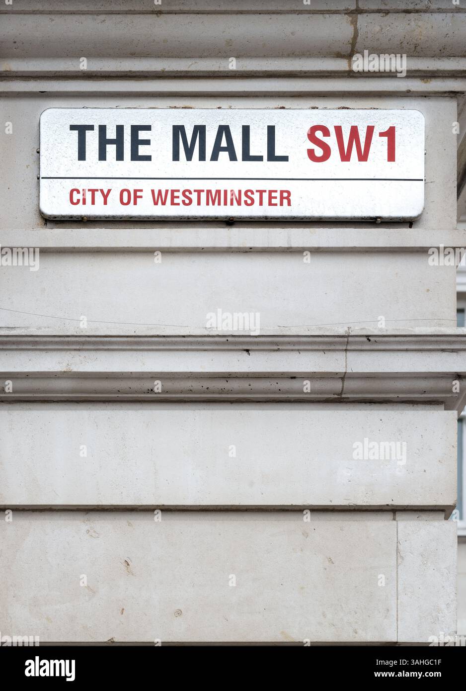 Street sign for The Mall, City of Westminster, London SW1, England ...