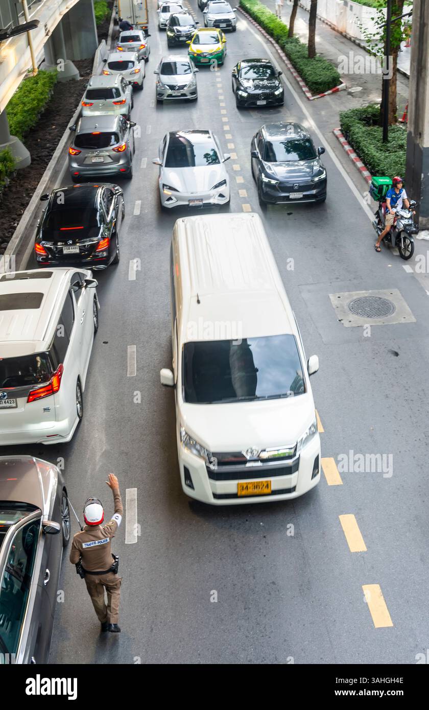 Thailand-July 03 2024:Conjested vehicular road traffic moves slowly ...