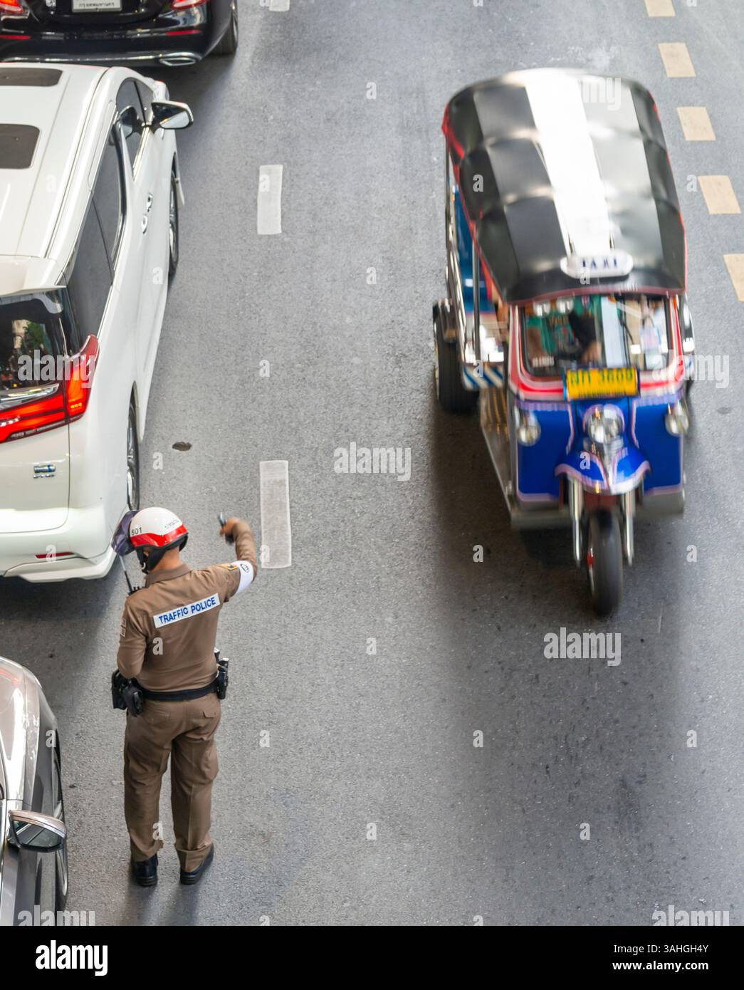 Thailand-July 03 2024:Conjested vehicular road traffic moves slowly ...