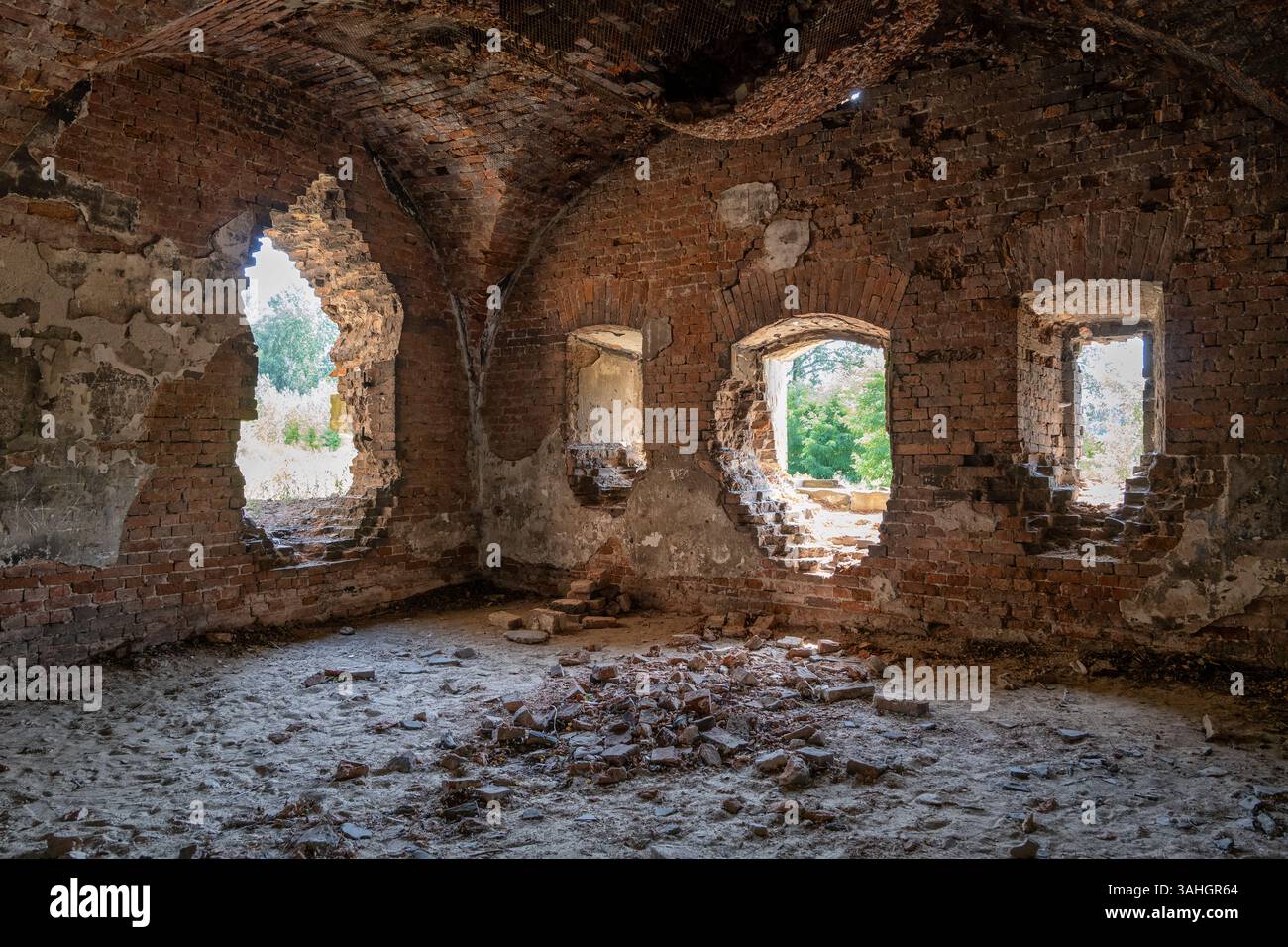 Modlin Fortress Granary ruins interior in Nowy Dwór Mazowiecki, Poland ...