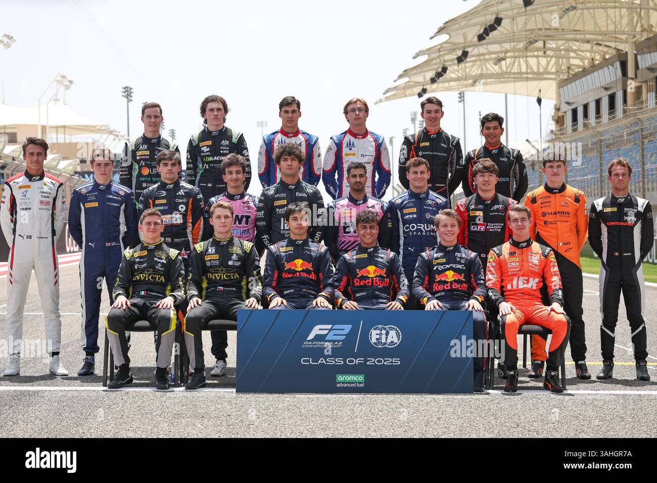 SAKHIR, BAHRAIN - APRIL 10: FIA F2 Championship Class of 2025 group ...