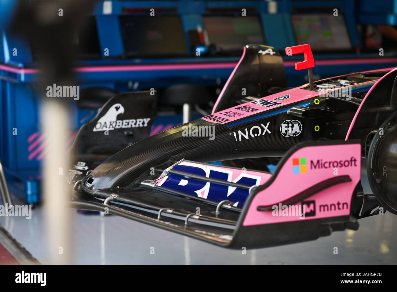 SAKHIR, BAHRAIN - APRIL 10: A general view of the Alpine’s front wing ...