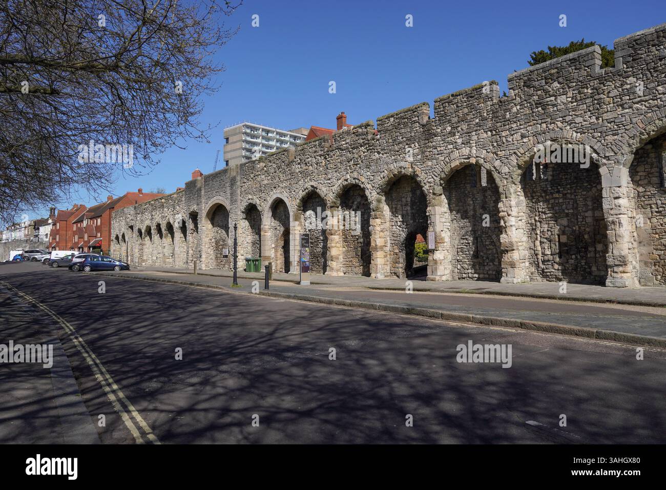Historic fortification walls in old town Southampton England 5 April ...