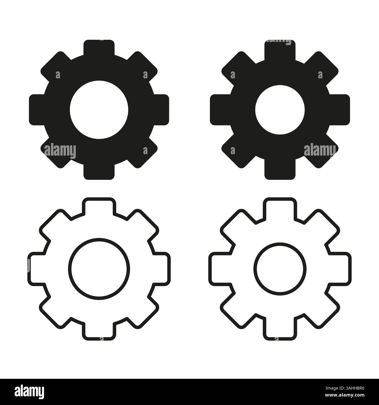 Gear icon vector. Settings shape symbol. Black white cogs. Simple ...