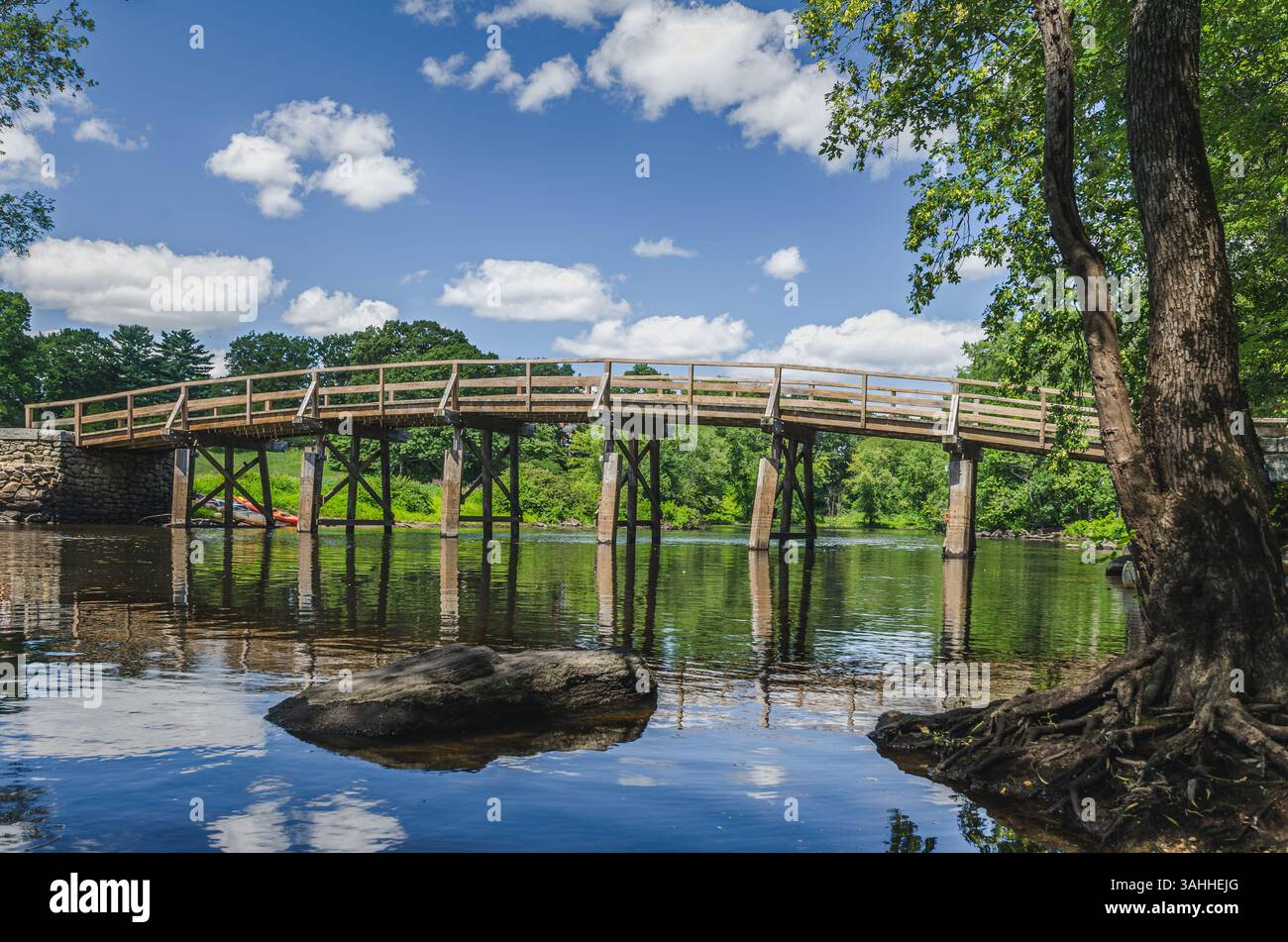 Old North Bridge spanning the Concord River, Minute Man National ...