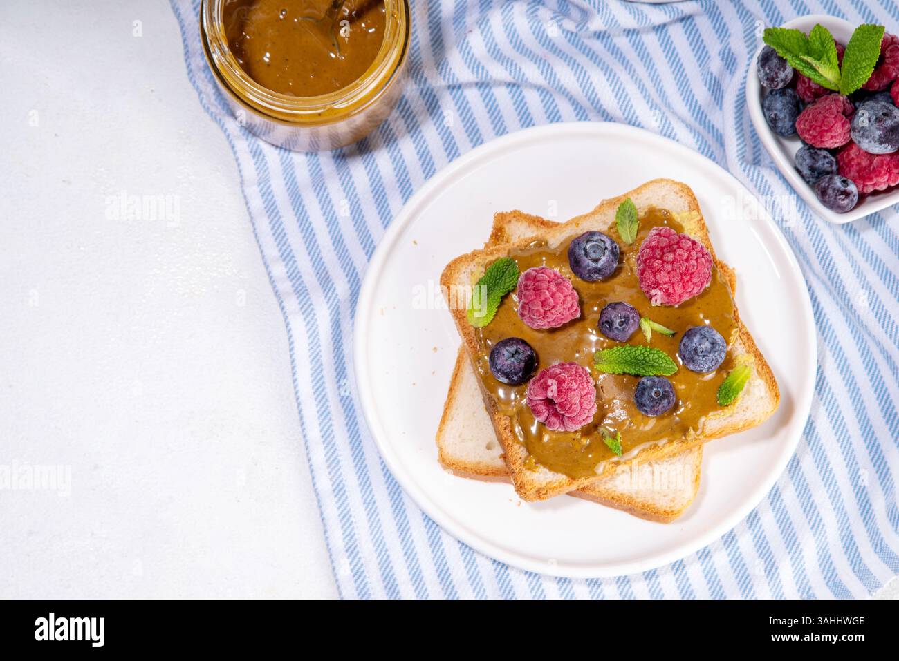 Pistachio paste toast. Summer breakfast delicious sandwiches with ...