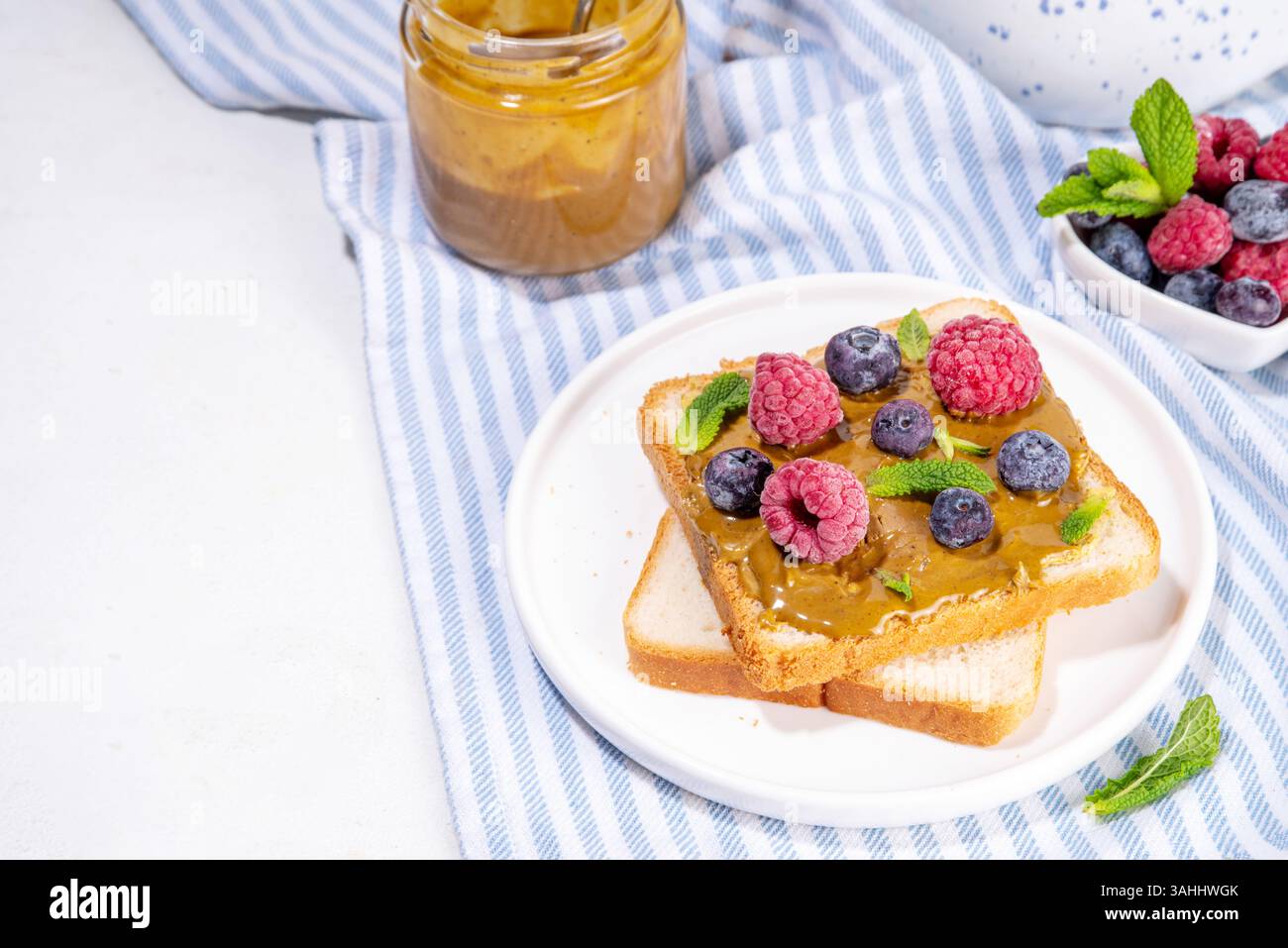 Pistachio paste toast. Summer breakfast delicious sandwiches with ...
