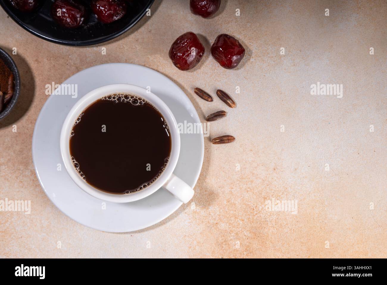 Healthy organic date seed coffee, black coffee cup, made with grated ...