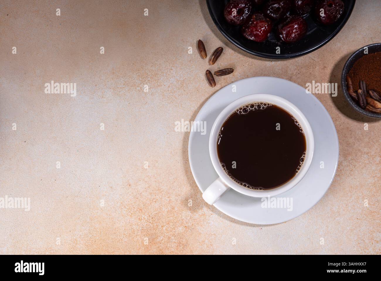 Healthy organic date seed coffee, black coffee cup, made with grated ...