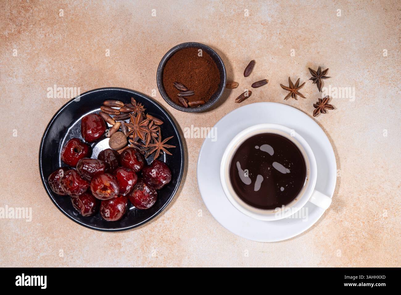 Healthy organic date seed coffee, black coffee cup, made with grated ...