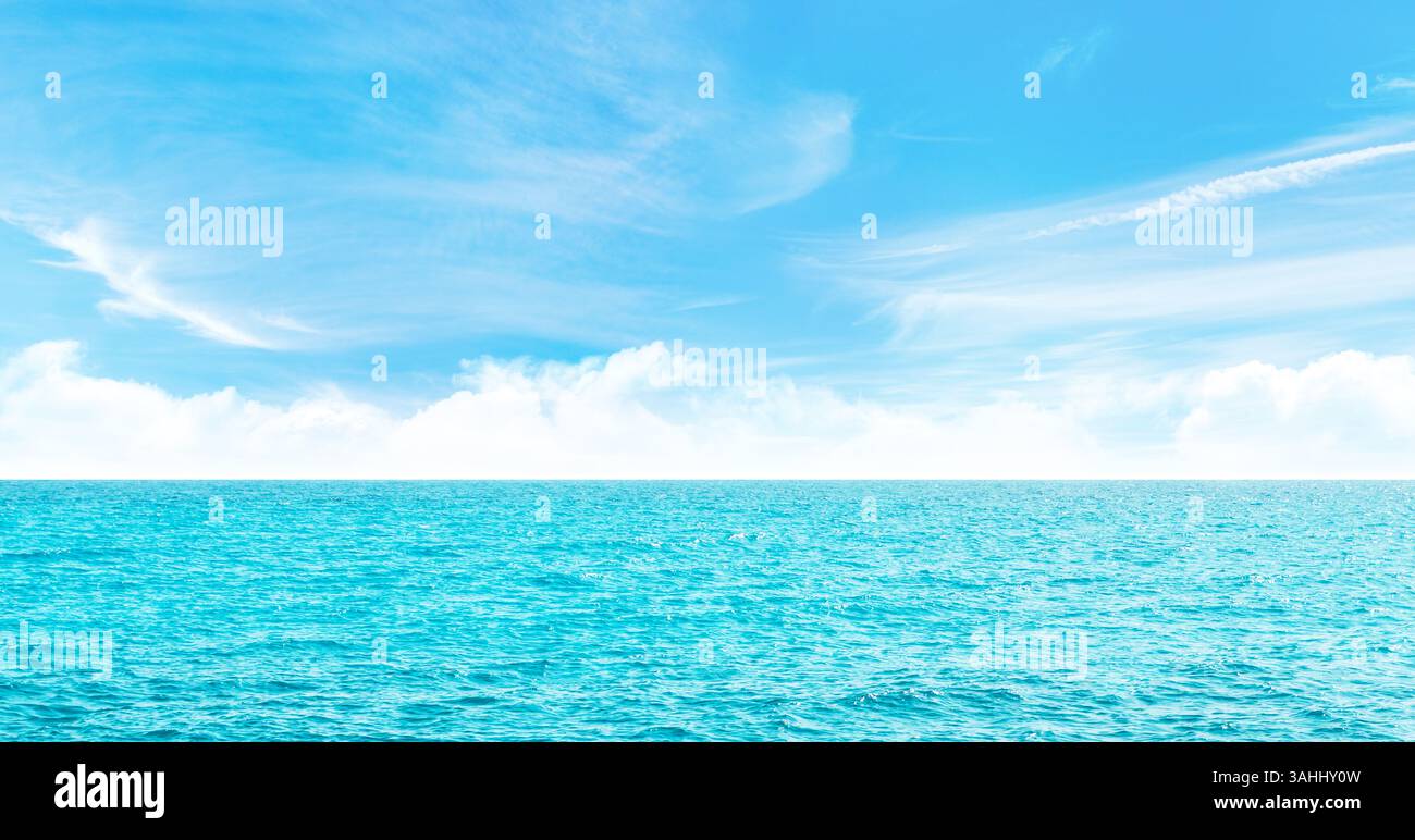 Summer landscape with a vast sea under a majestic sky, creating a serene and breathtaking ...