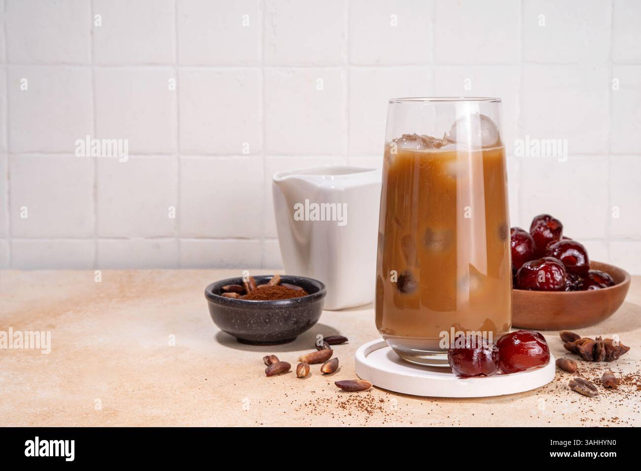 Healthy organic date seed coffee, iced coffee latte cup, made with ...