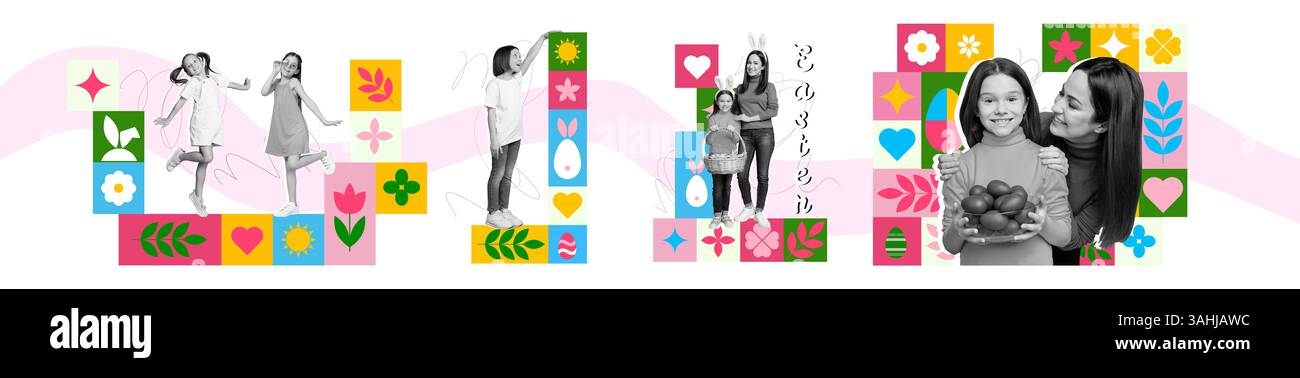 Creative artwork collage featuring lively colors and graphical elements ...