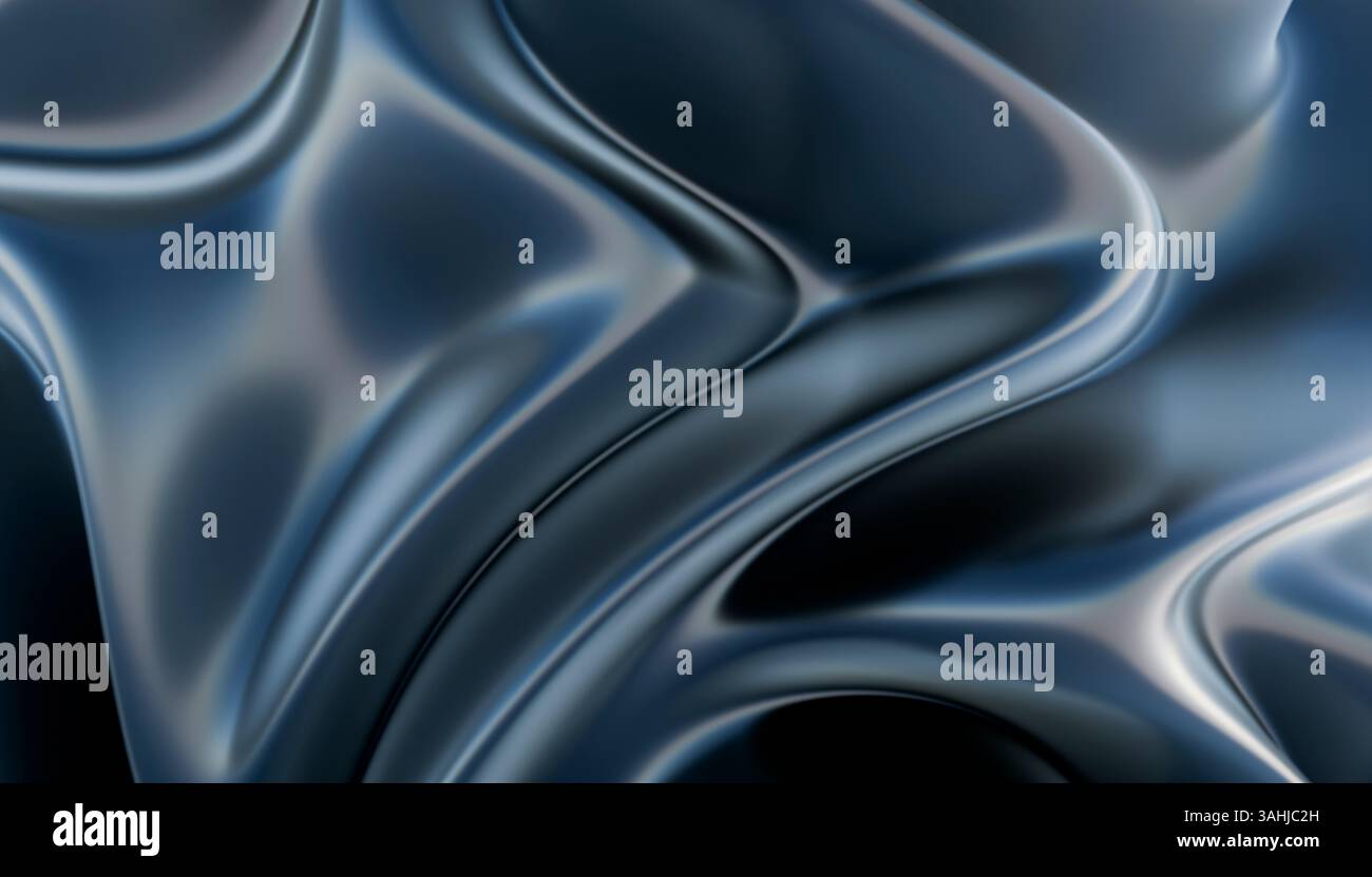 Smooth Flowing Abstract Metallic Surface With Curved Lines And Reflective Light Patterns 3d
