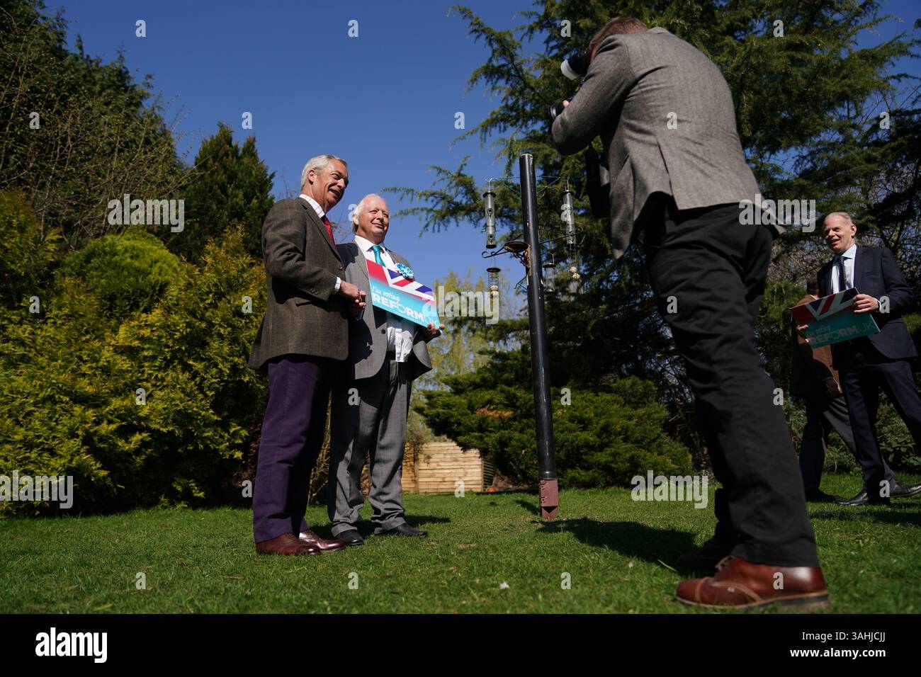 Reform UK leader Nigel Farage having his photograph taken with his ...