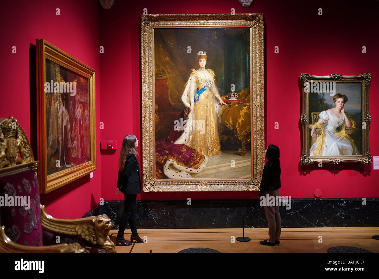 A portrait (centre) of Queen Alexandra by artist Samuel Luke Fildes ...