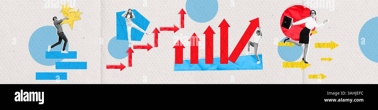 Creative collage showcasing growth, progress, and innovation through ...