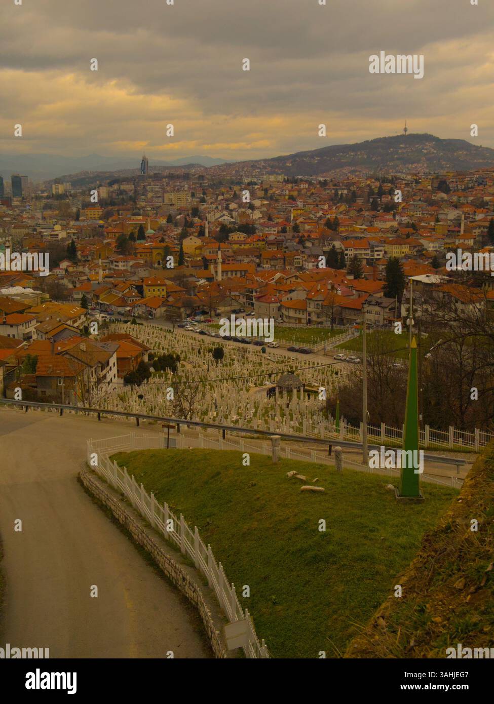 Panoramic View of Sarajevo Cityscape with Hilly Landscape in Overcast ...