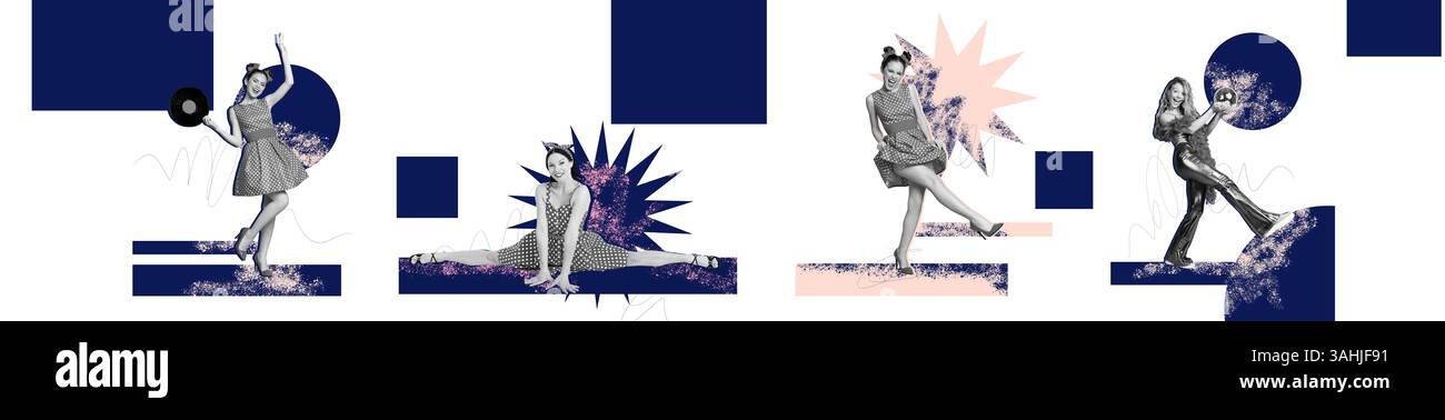 Creative collage showcasing artistic figures with dynamic compositions ...