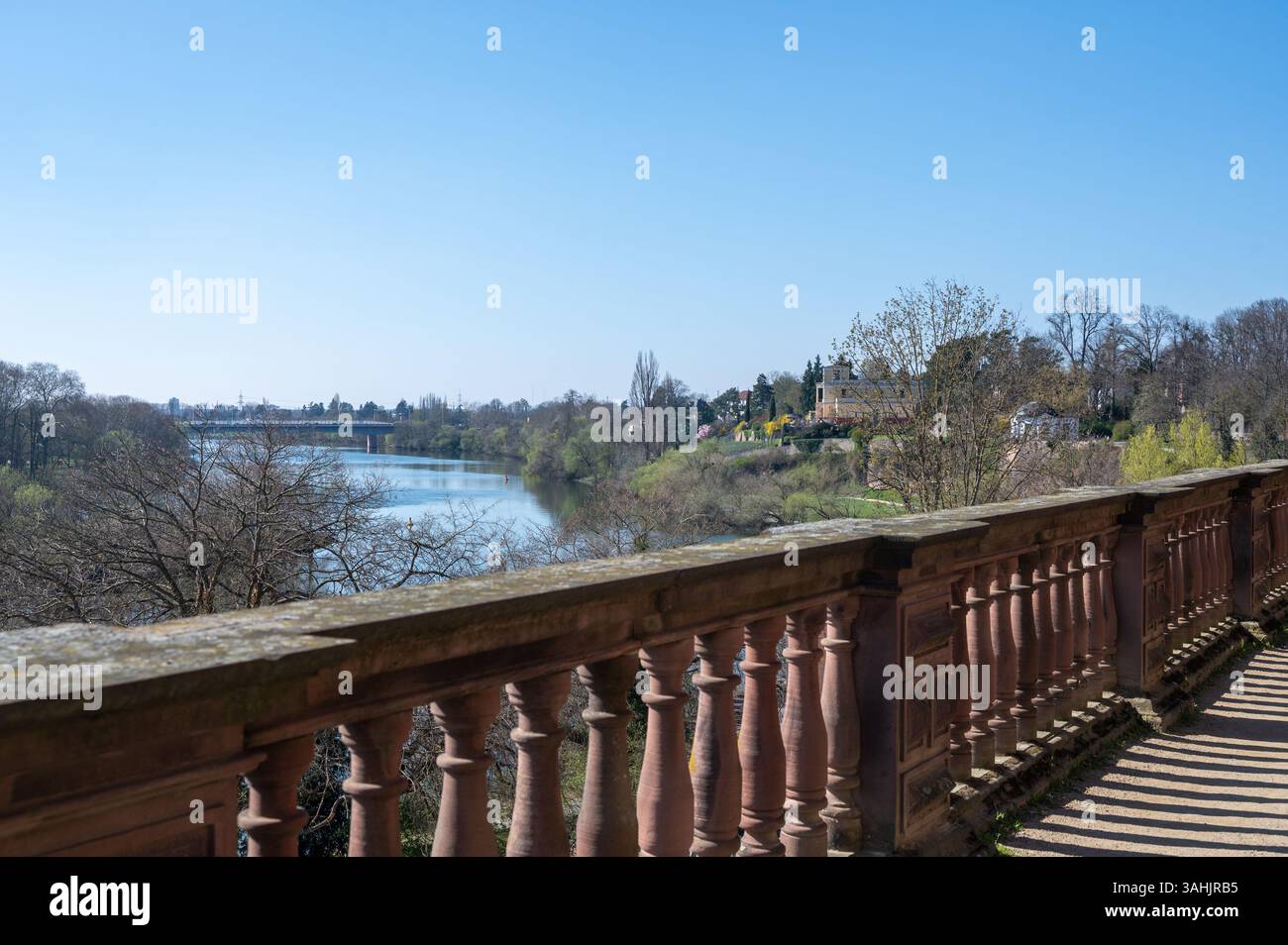 View of the Pompejanum and the Breakfast Temple in Aschaffenburg ...