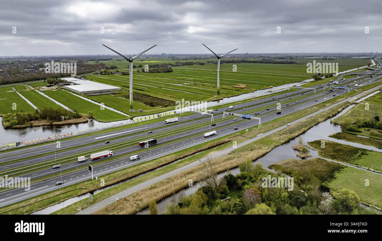 DEN HAAG - Drone photo of highway A4. Traffic measures are being taken ...