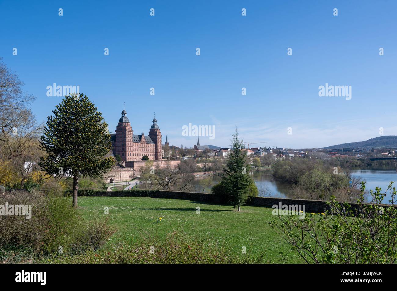 View of Johannisburg Castle in Aschaffenburg, Bavaria, Germany, with ...