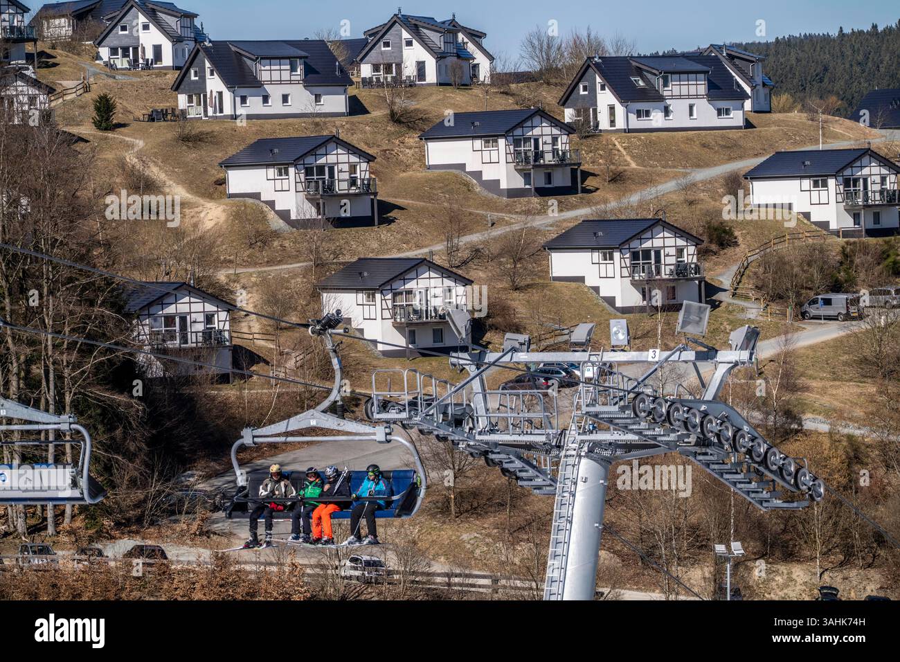 Winter sports area in Sauerland, Winterberg ski lift carousel ...