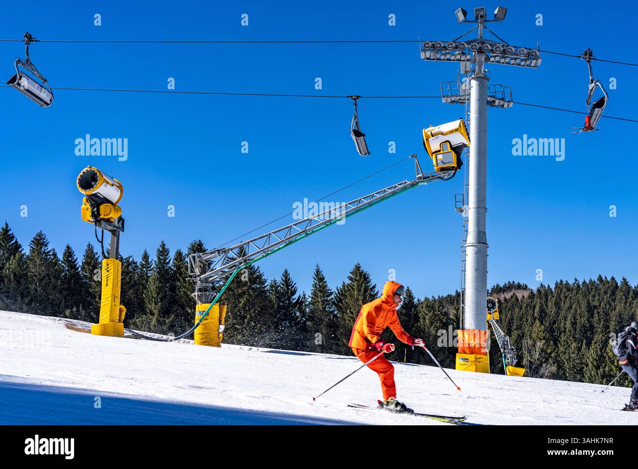 Winter sports area in Sauerland, Winterberg ski lift carousel ...