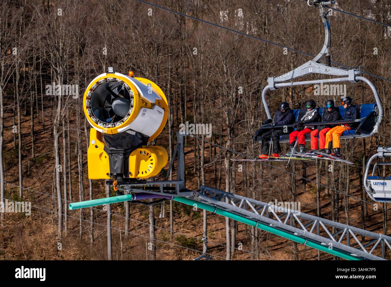 Winter sports area in Sauerland, Winterberg ski lift carousel ...